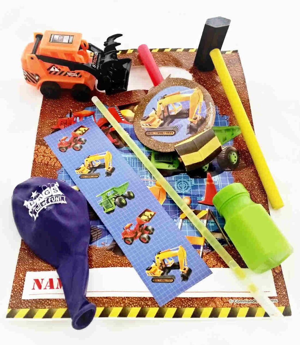 Construction 8pc Ready-Made Party Bag Construction Themed Party Favors ...